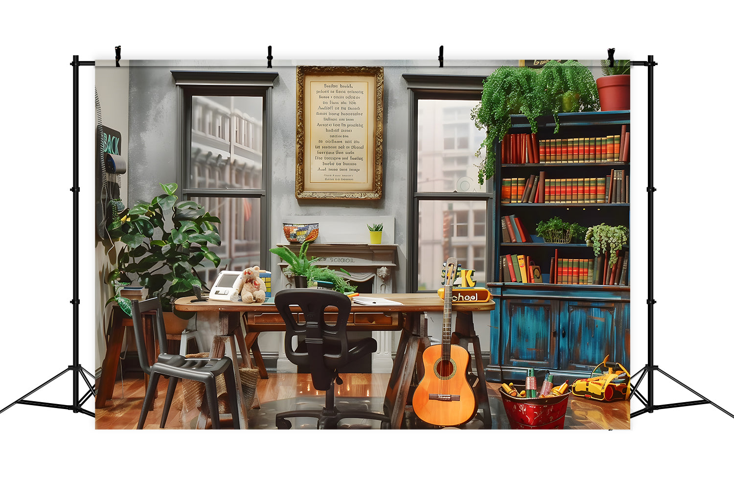 Study Desk Bookshelf Back to School Backdrop RR7-230 – Dbackdrop