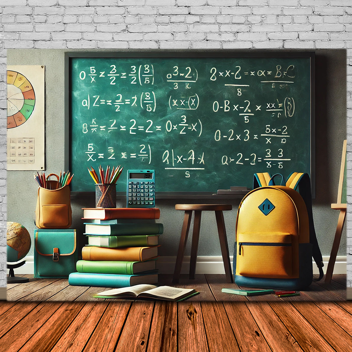 Back to School Equations Chalkboard Backdrop RR7-234 – Dbackdrop