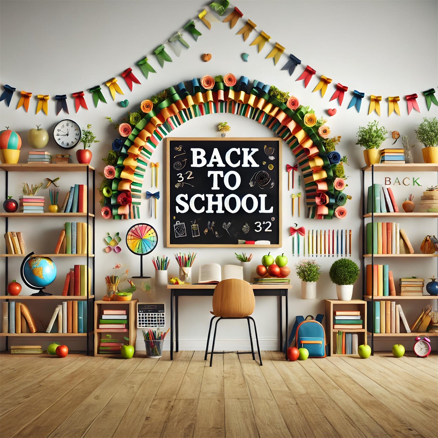 Back to School Decorated Study Room Backdrop RR7-237 – Dbackdrop