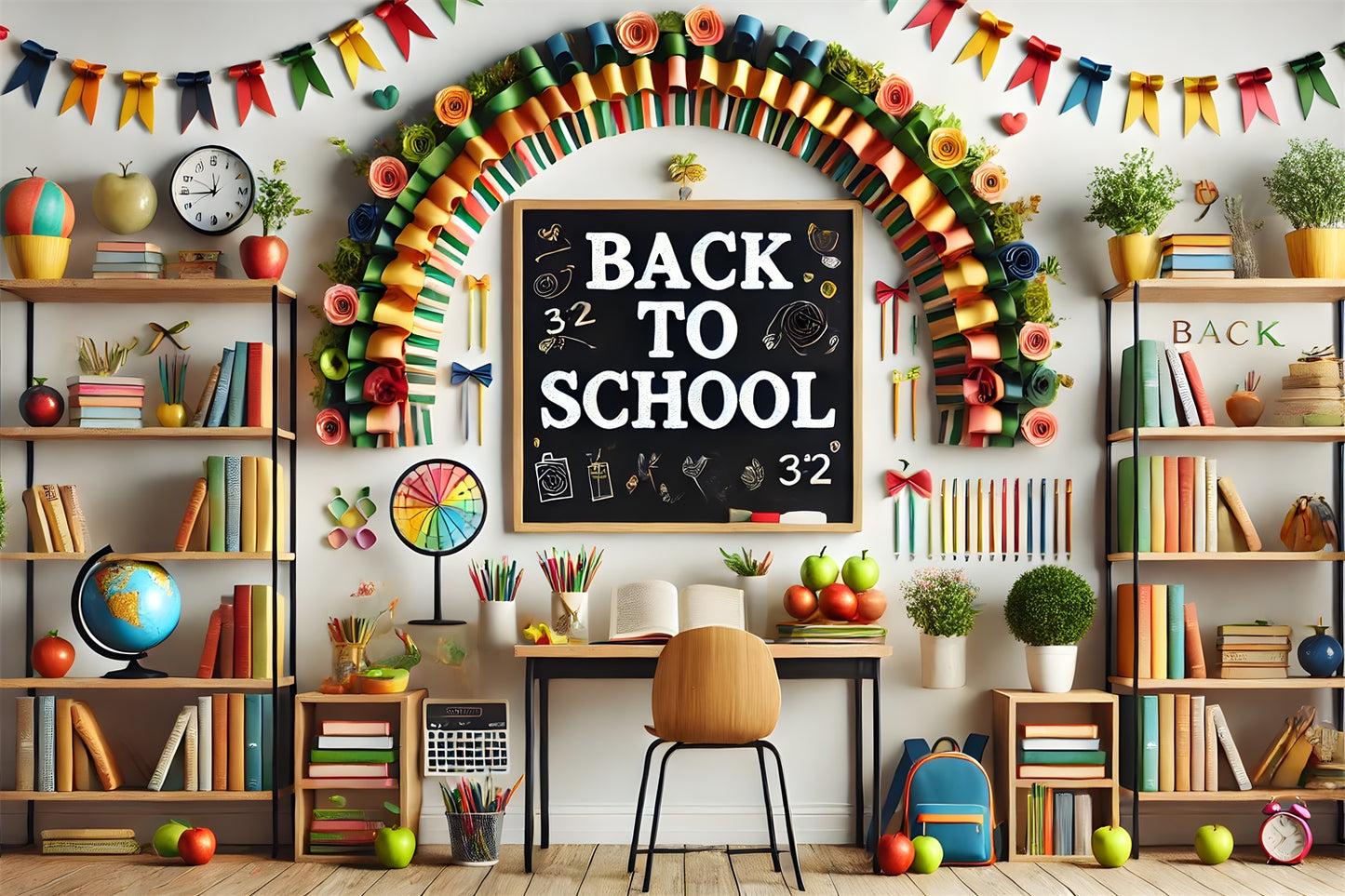 Back to School Decorated Study Room Backdrop RR7-237 – Dbackdrop