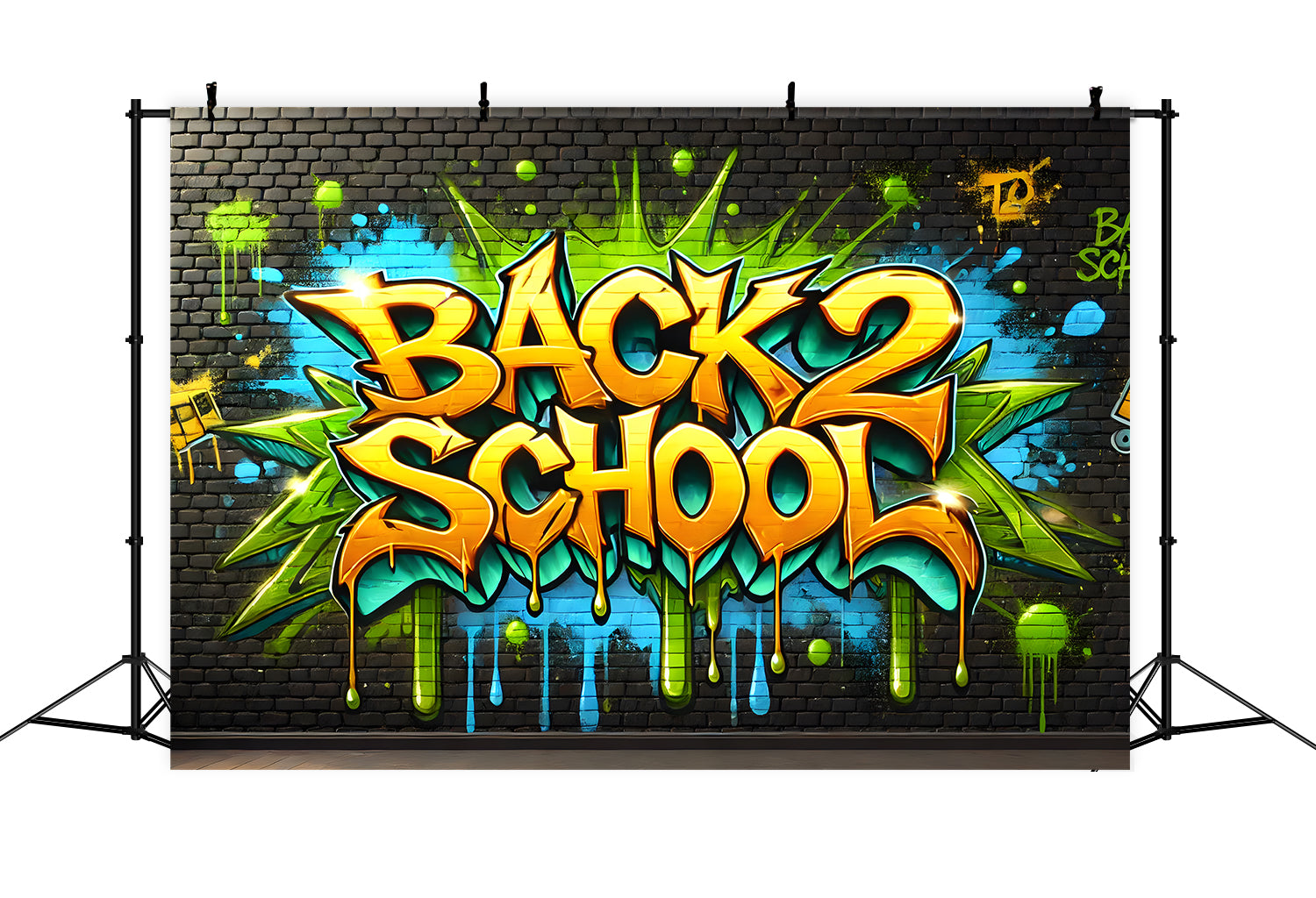 Back to School Brick Wall Graffiti Backdrop RR7-241 – Dbackdrop