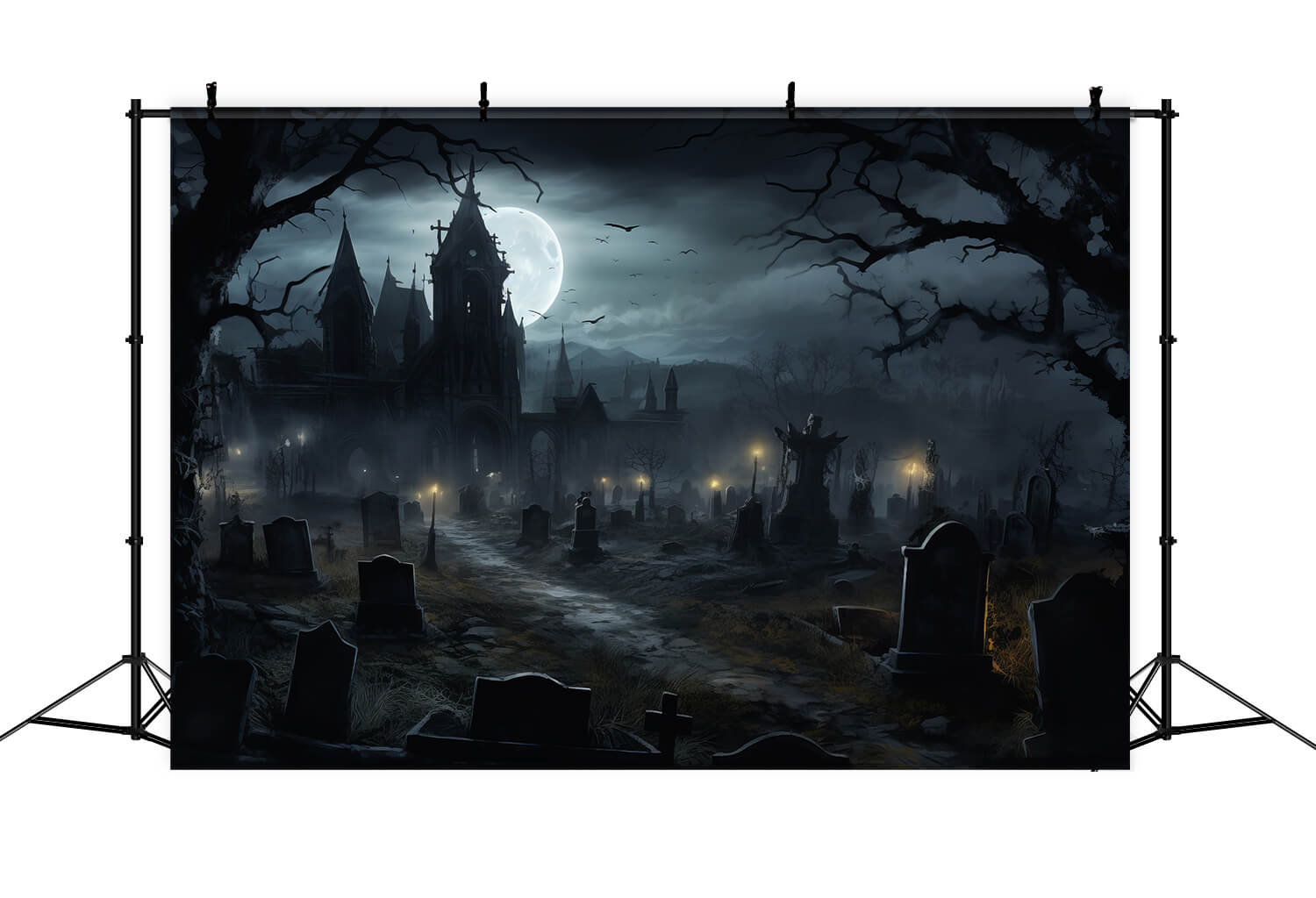 Scary Haunted Castle Halloween Photography Backdrop RR7-29 – Dbackdrop