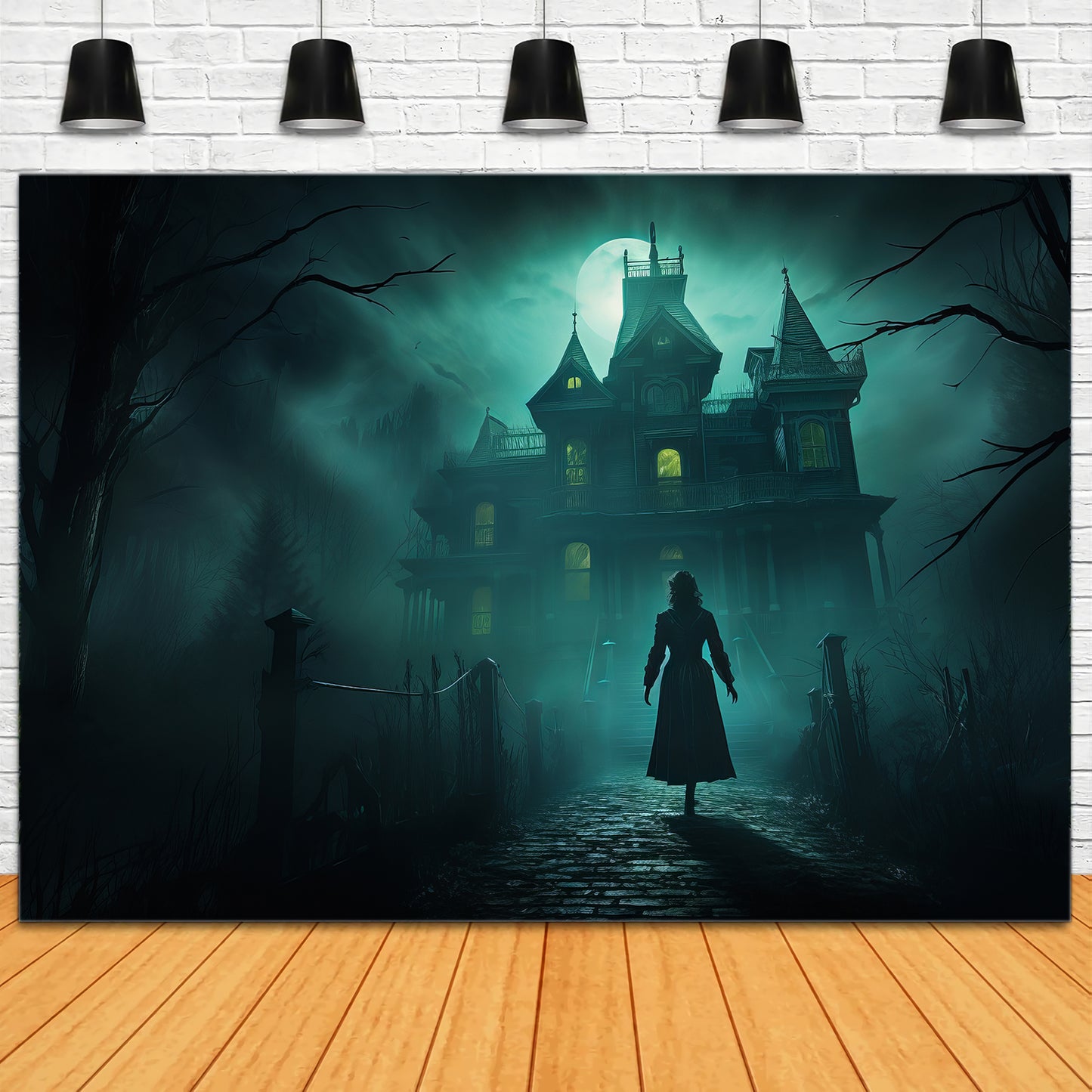 Halloween Spooky Haunted Mansion Moon Backdrop RR7-30 – Dbackdrop