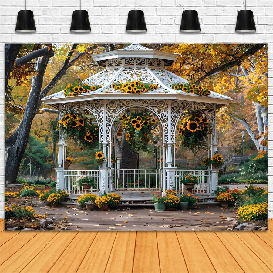Autumn Sunflower Garden Gazebo Backdrop RR7-365 – Dbackdrop