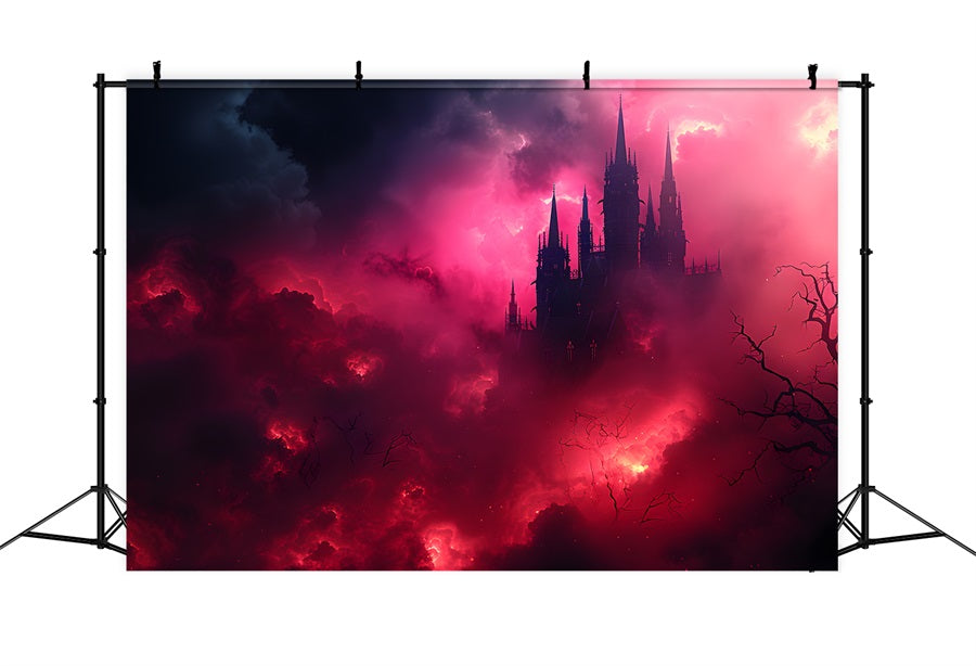 Halloween Dark Castle Blood Red Mist Backdrop RR7-376 – Dbackdrop