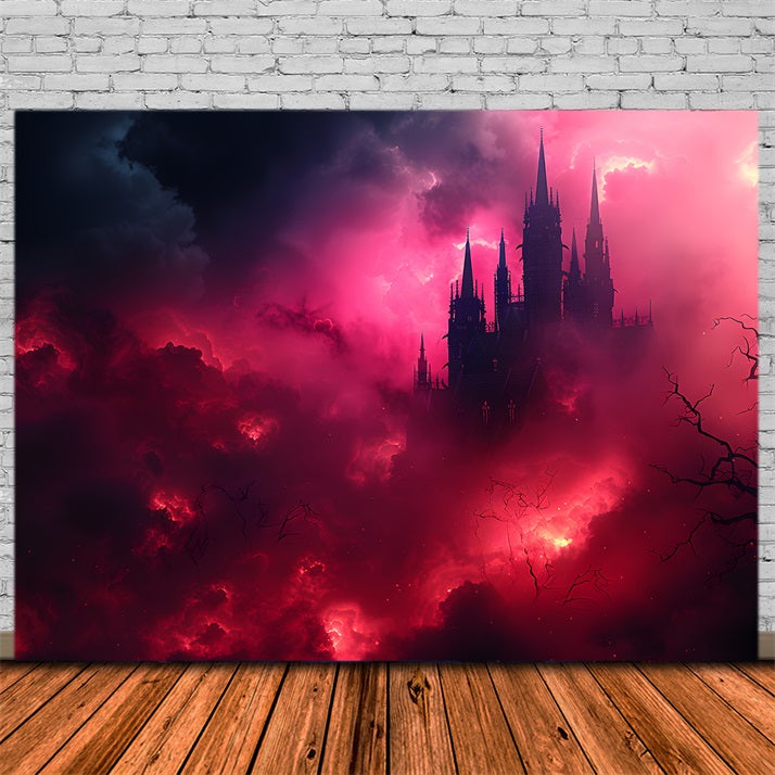 Halloween Dark Castle Blood Red Mist Backdrop RR7-376 – Dbackdrop