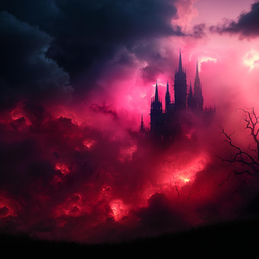 Halloween Dark Castle Blood Red Mist Backdrop RR7-376 – Dbackdrop