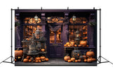 Pumpkins Store Window Halloween Backdrop RR7-390 – Dbackdrop