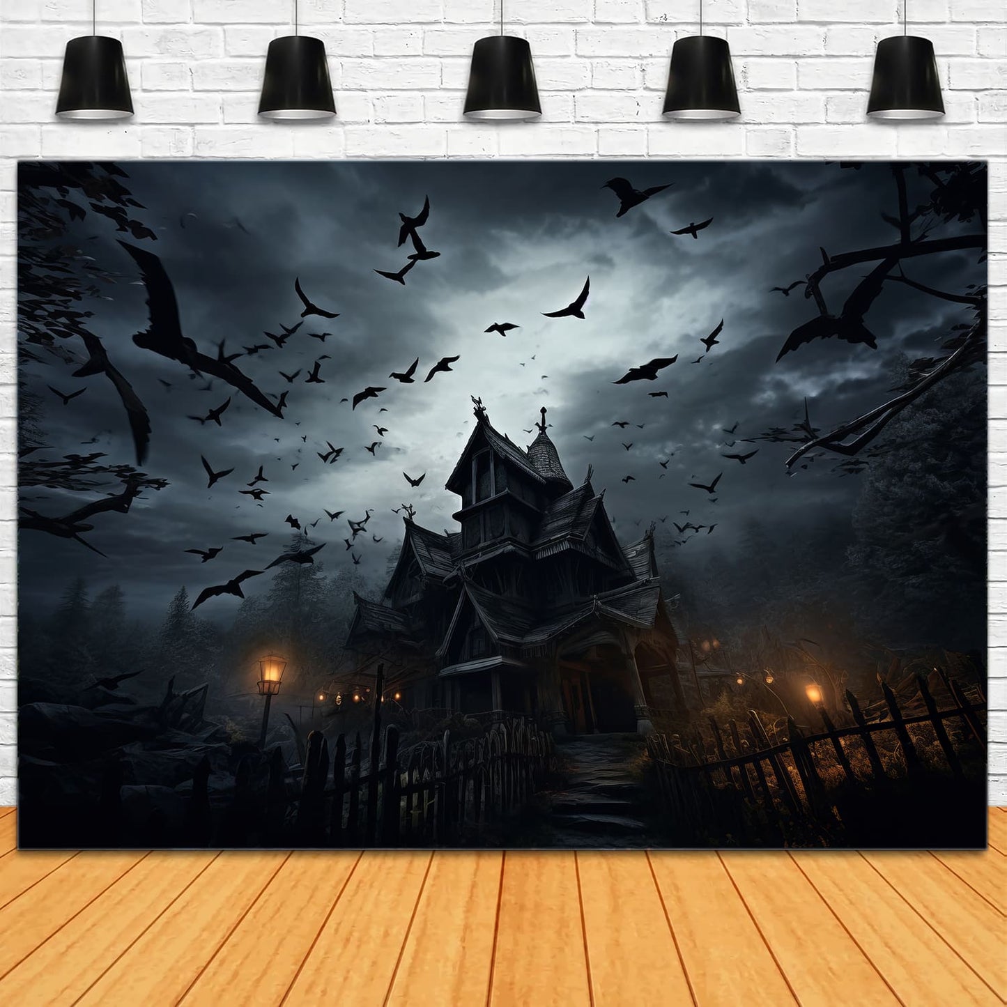 Gothic Halloween Castle Bats Photography Backdrop RR7-41 – Dbackdrop
