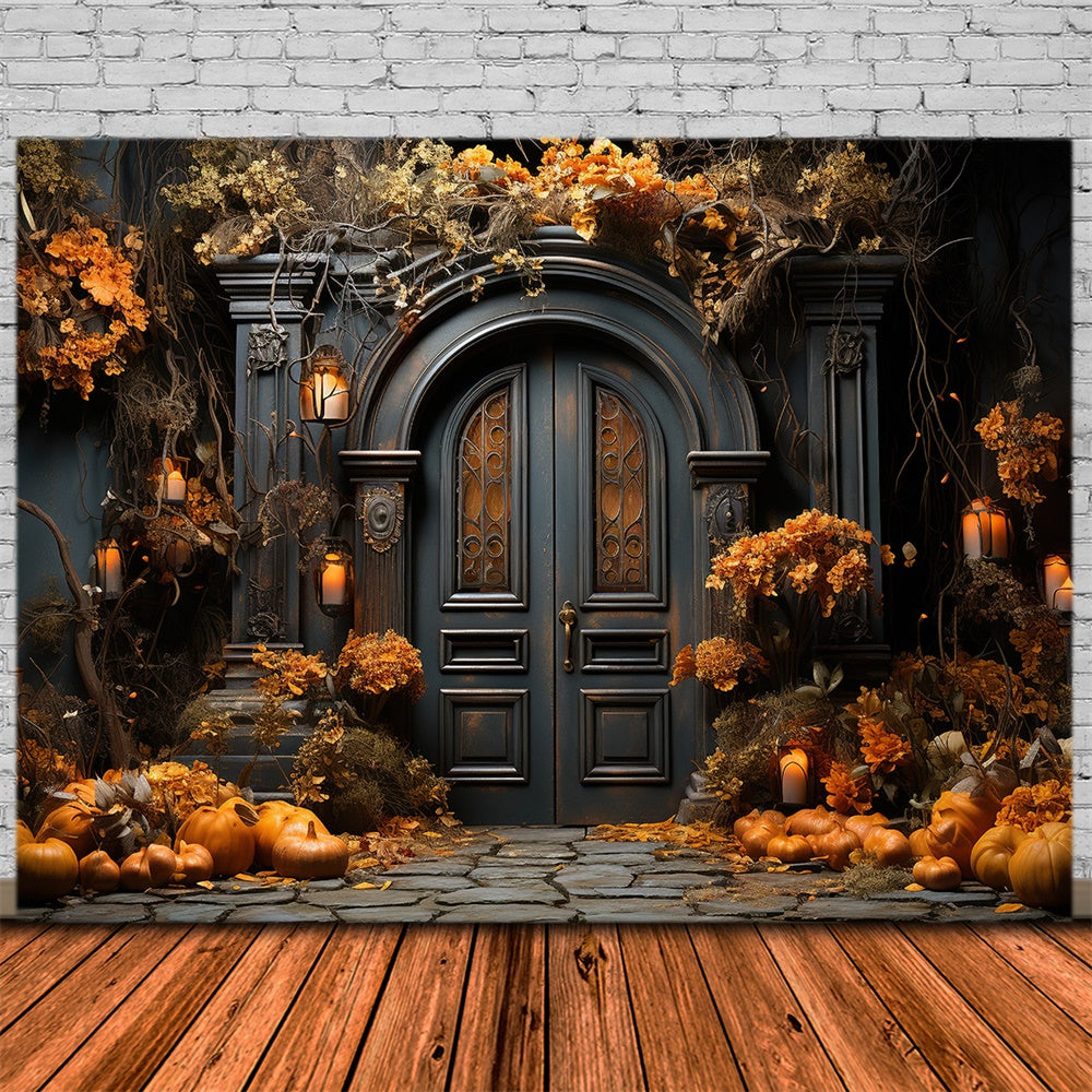 Decorated House Front Door Halloween Backdrop RR7-410 – Dbackdrop