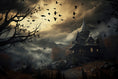 Halloween Dusk Bats Trees Photography Backdrop RR7-42 – Dbackdrop