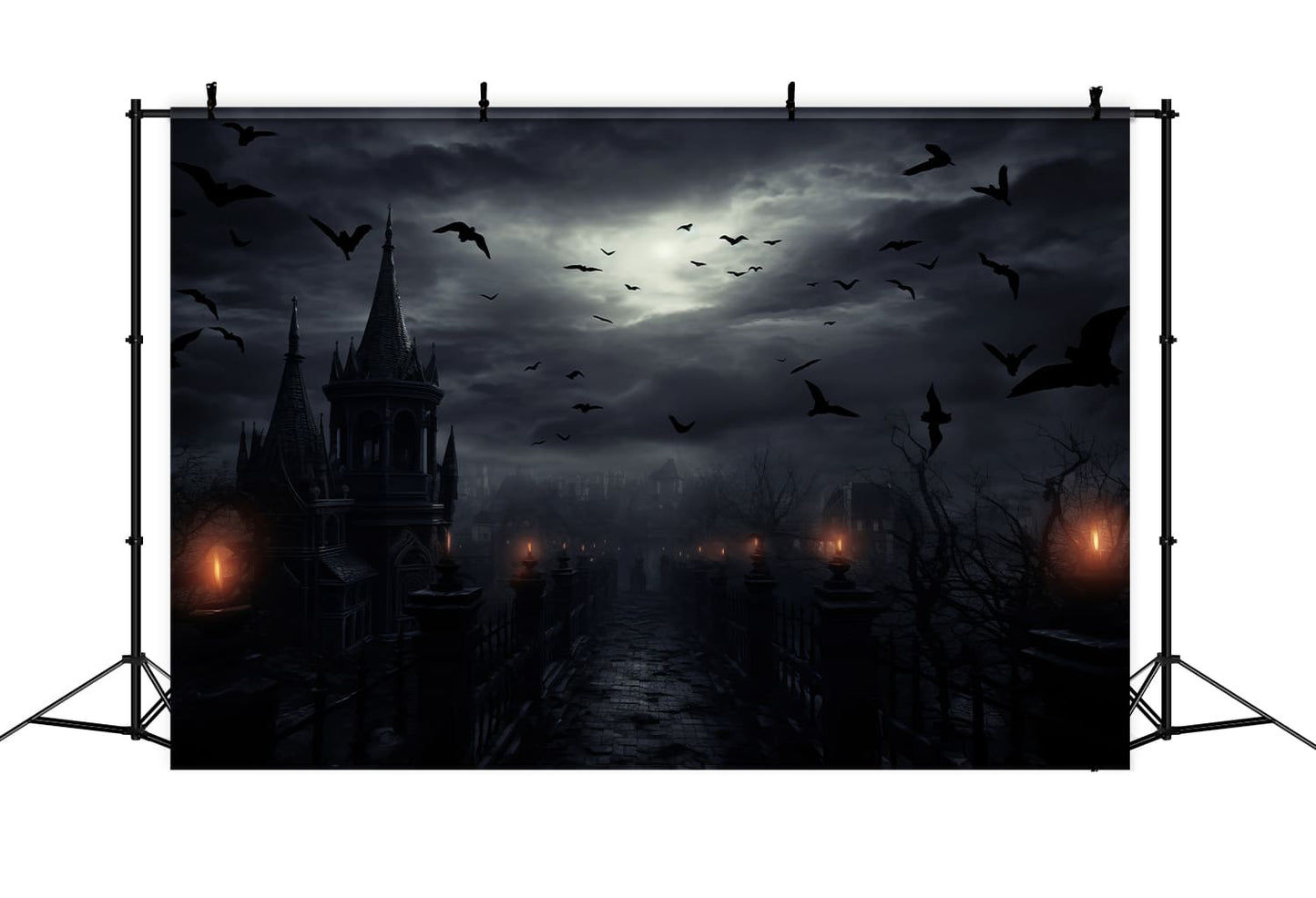 Halloween Horror Night House Bats Backdrop RR7-43 – Dbackdrop
