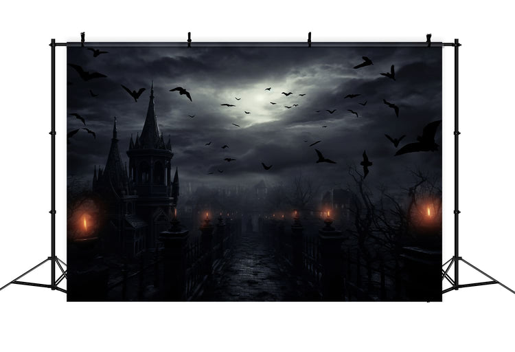 Halloween Horror Night House Bats Backdrop RR7-43 – Dbackdrop