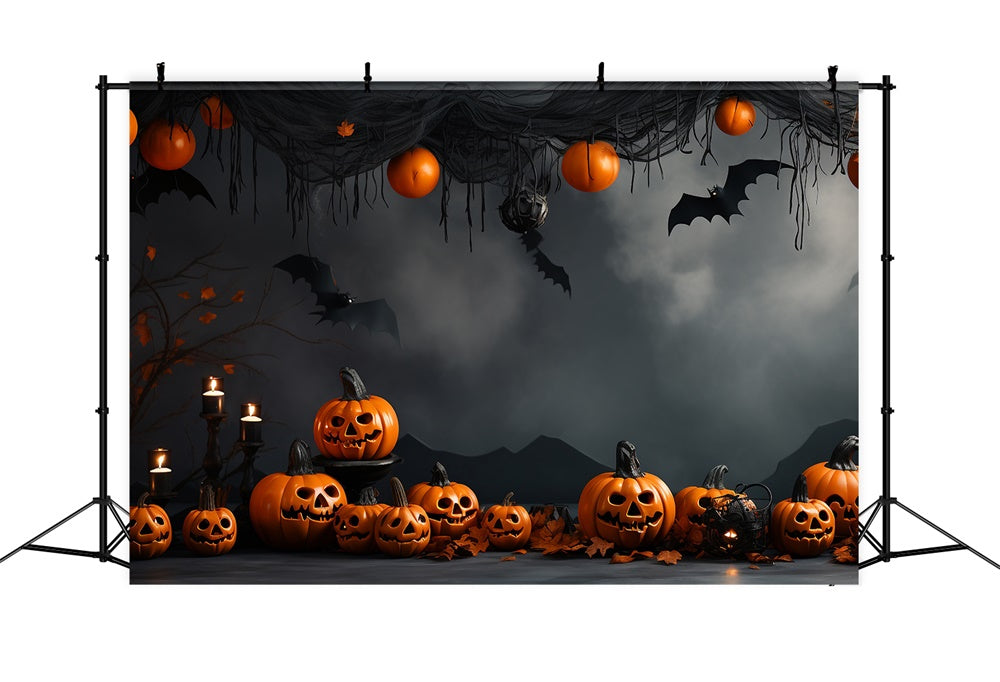 Halloween Vintage Wall Pumpkin Bat Backdrop RR7-433 – Dbackdrop