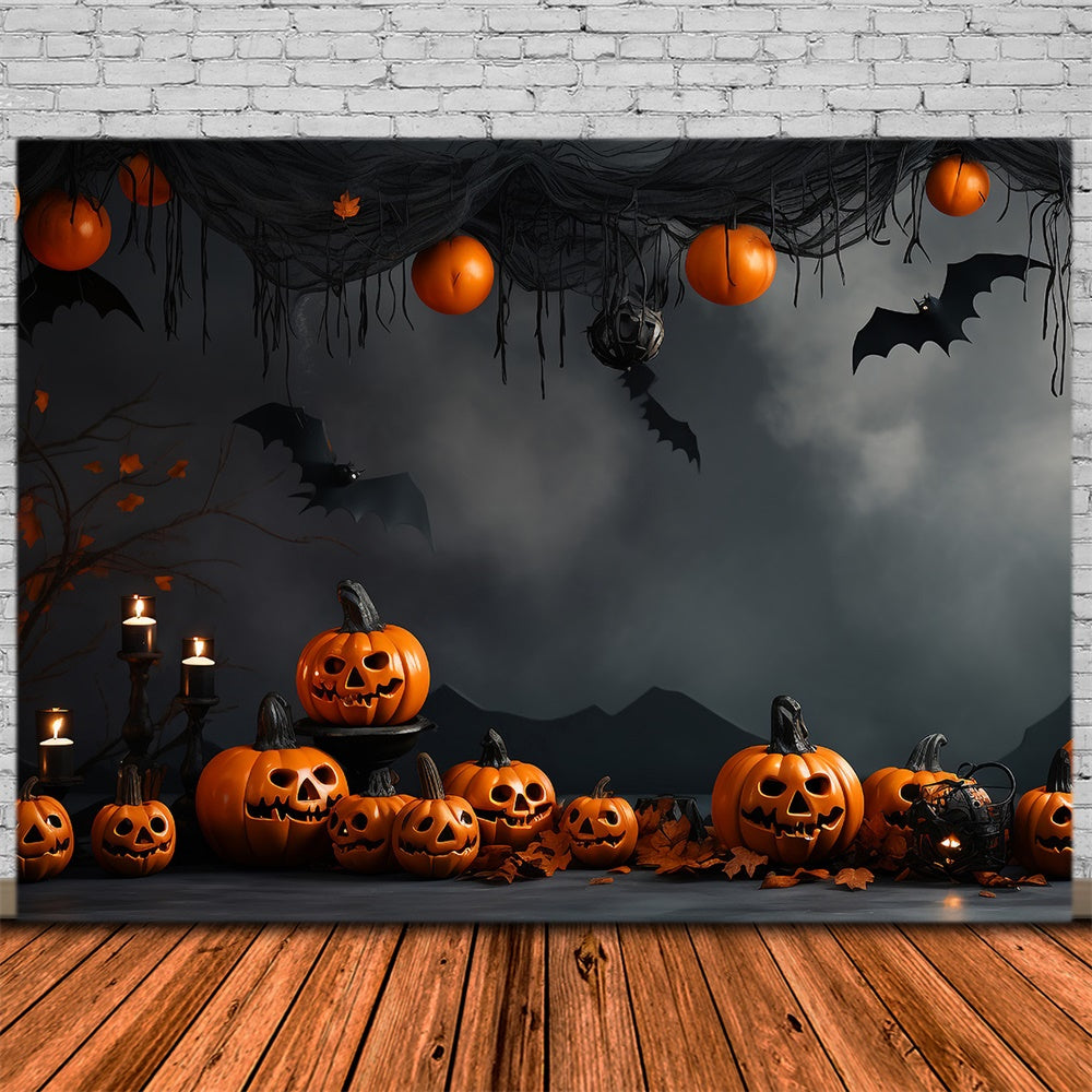 Halloween Vintage Wall Pumpkin Bat Backdrop RR7-433 – Dbackdrop