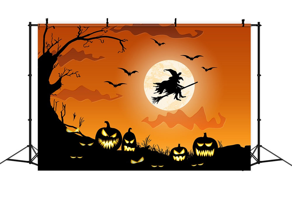 Halloween Dusk Evil Pumpkin Witch Backdrop RR7-504 – Dbackdrop