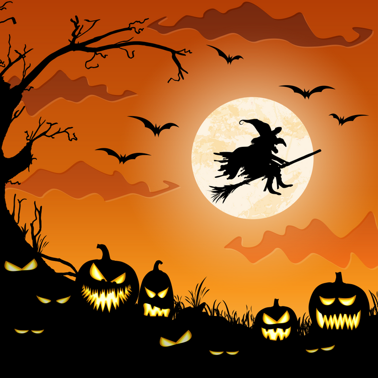 Halloween Dusk Evil Pumpkin Witch Backdrop RR7-504 – Dbackdrop