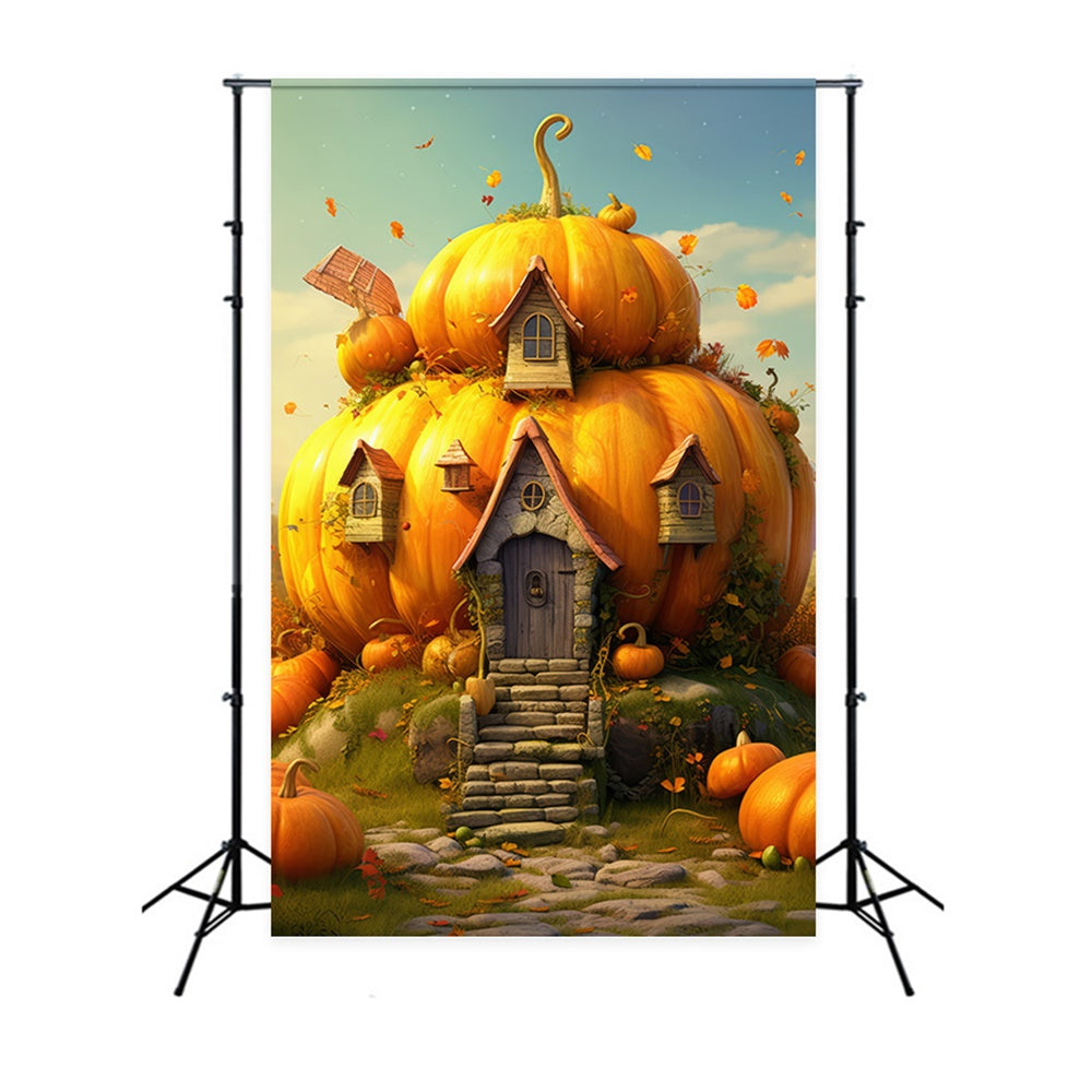 Pumpkin House Halloween Photography Backdrop RR7-516 – Dbackdrop