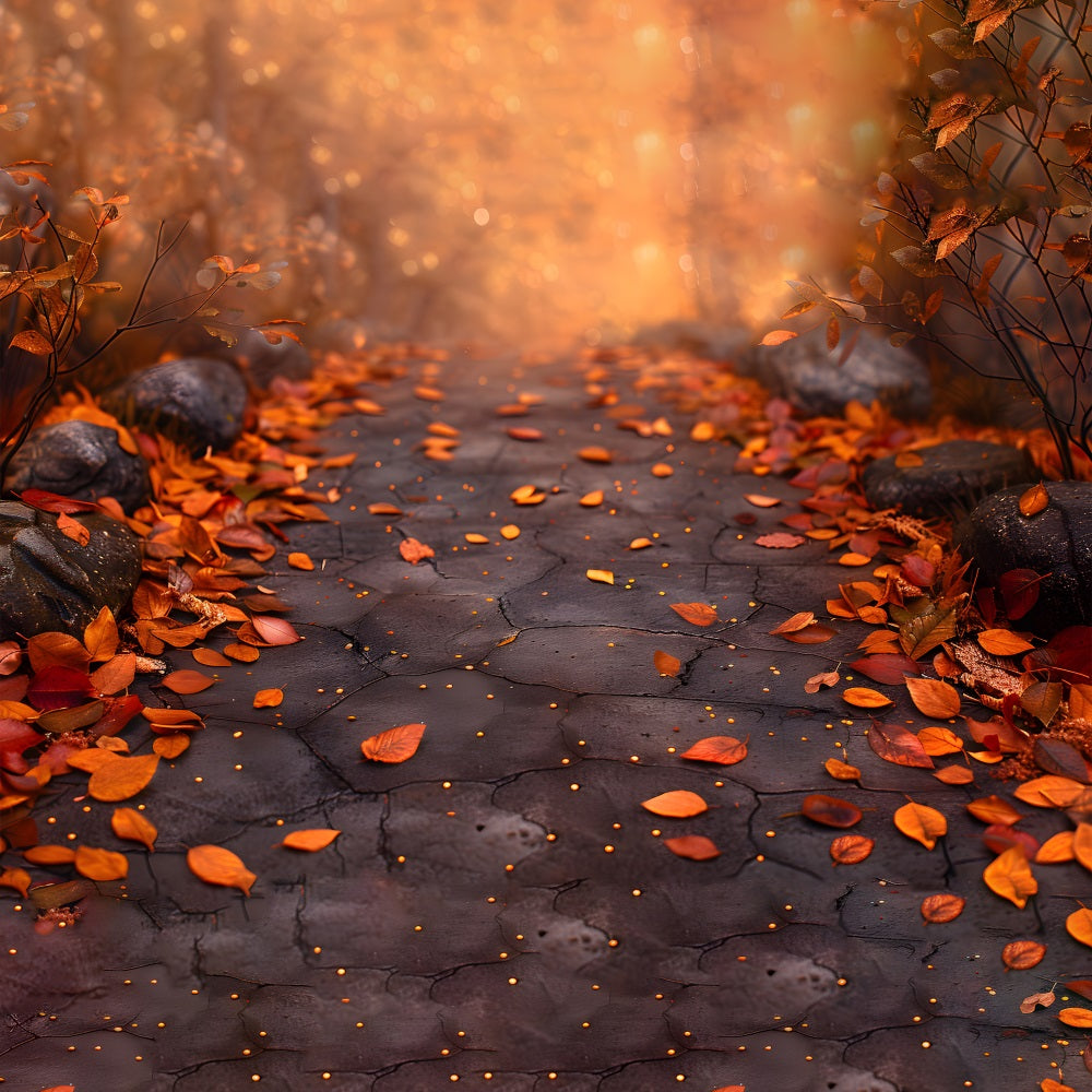 Fallen Leaves Stone Trail Floor Backdrop RR7-522 – Dbackdrop