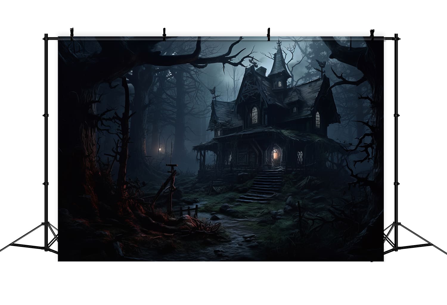 Horror Halloween Forest Haunted House Backdrop RR7-55 – Dbackdrop