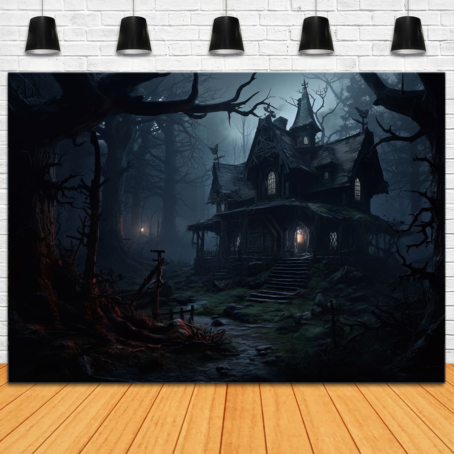 Horror Halloween Forest Haunted House Backdrop RR7-55 – Dbackdrop