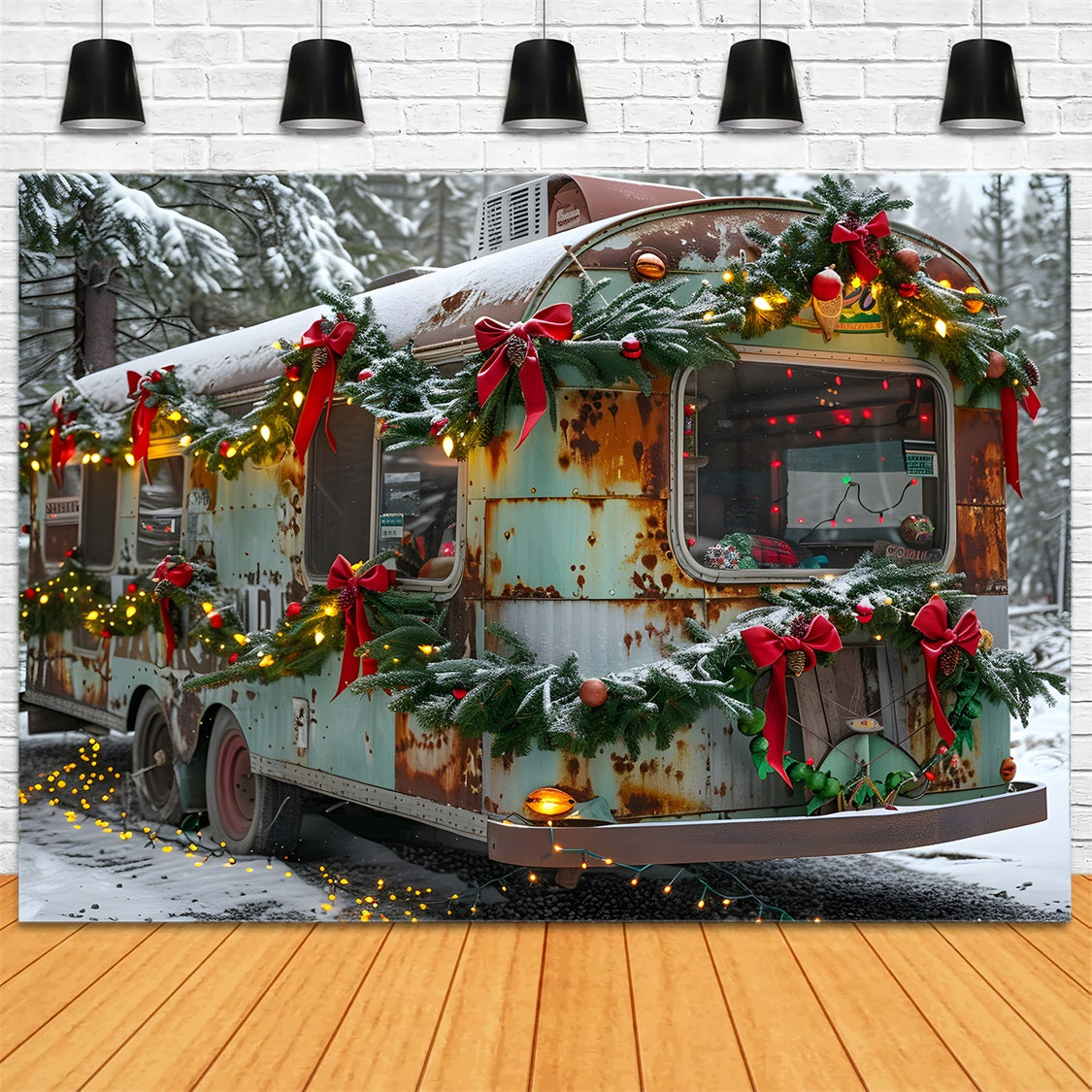 Christmas Rustic Trailer Wonderland Backdrop RR7-582 – Dbackdrop