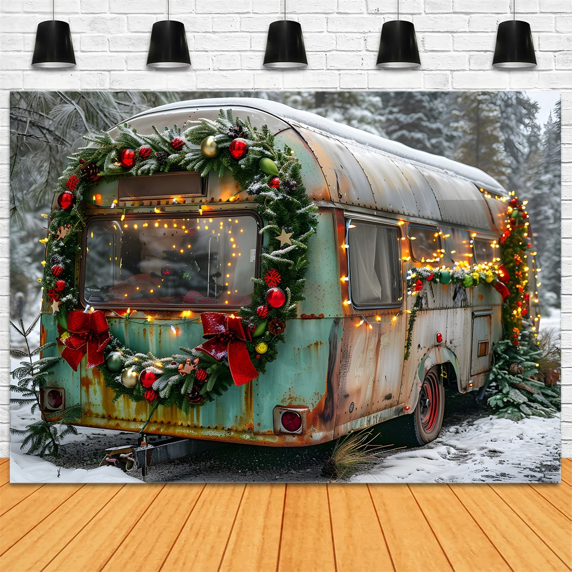 Christmas Vintage Holiday Trailer Backdrop RR7-583 – Dbackdrop