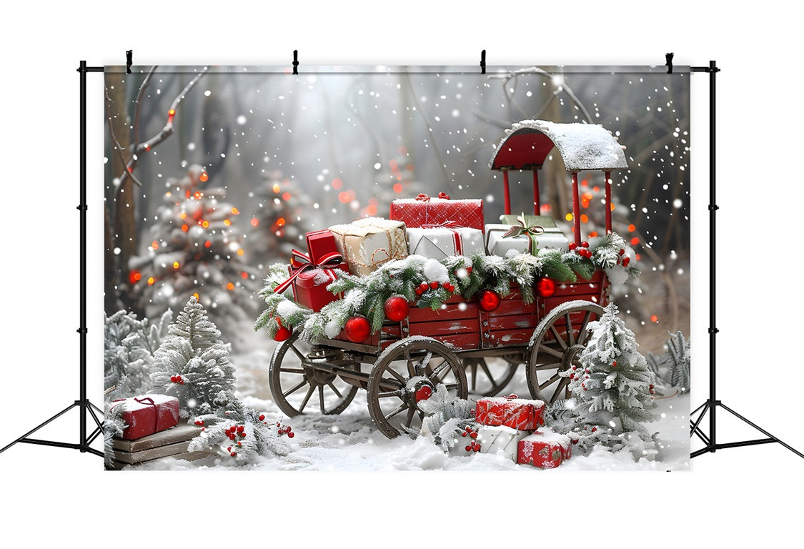 Christmas Festive Gift Cart Backdrop RR7-594 – Dbackdrop