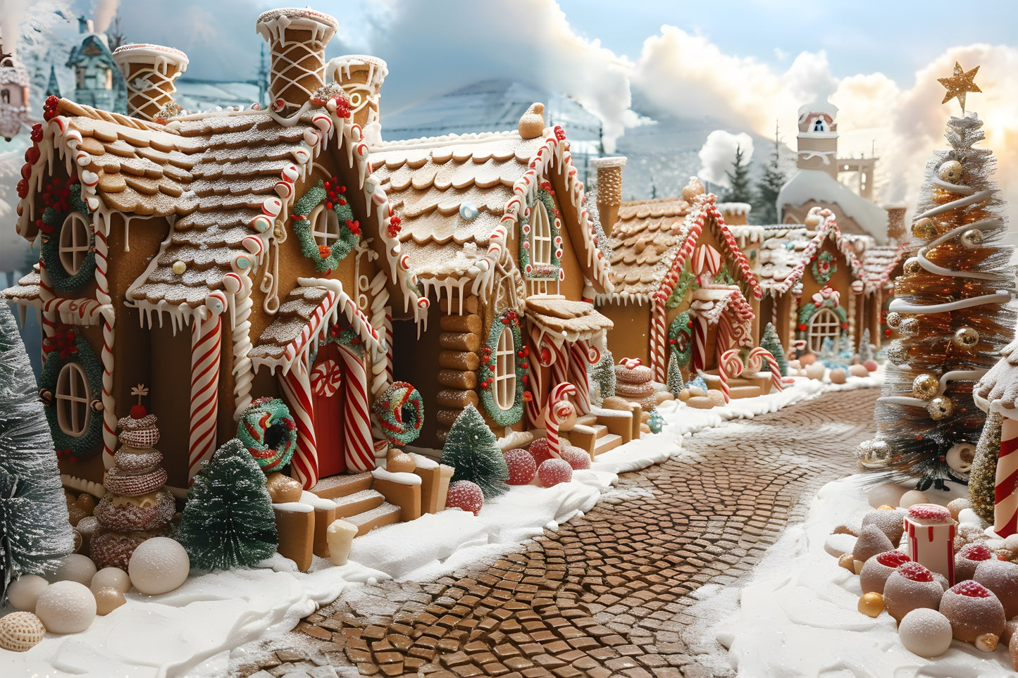 Christmas Gingerbread Village Wonderland Backdrop RR7-606 – Dbackdrop