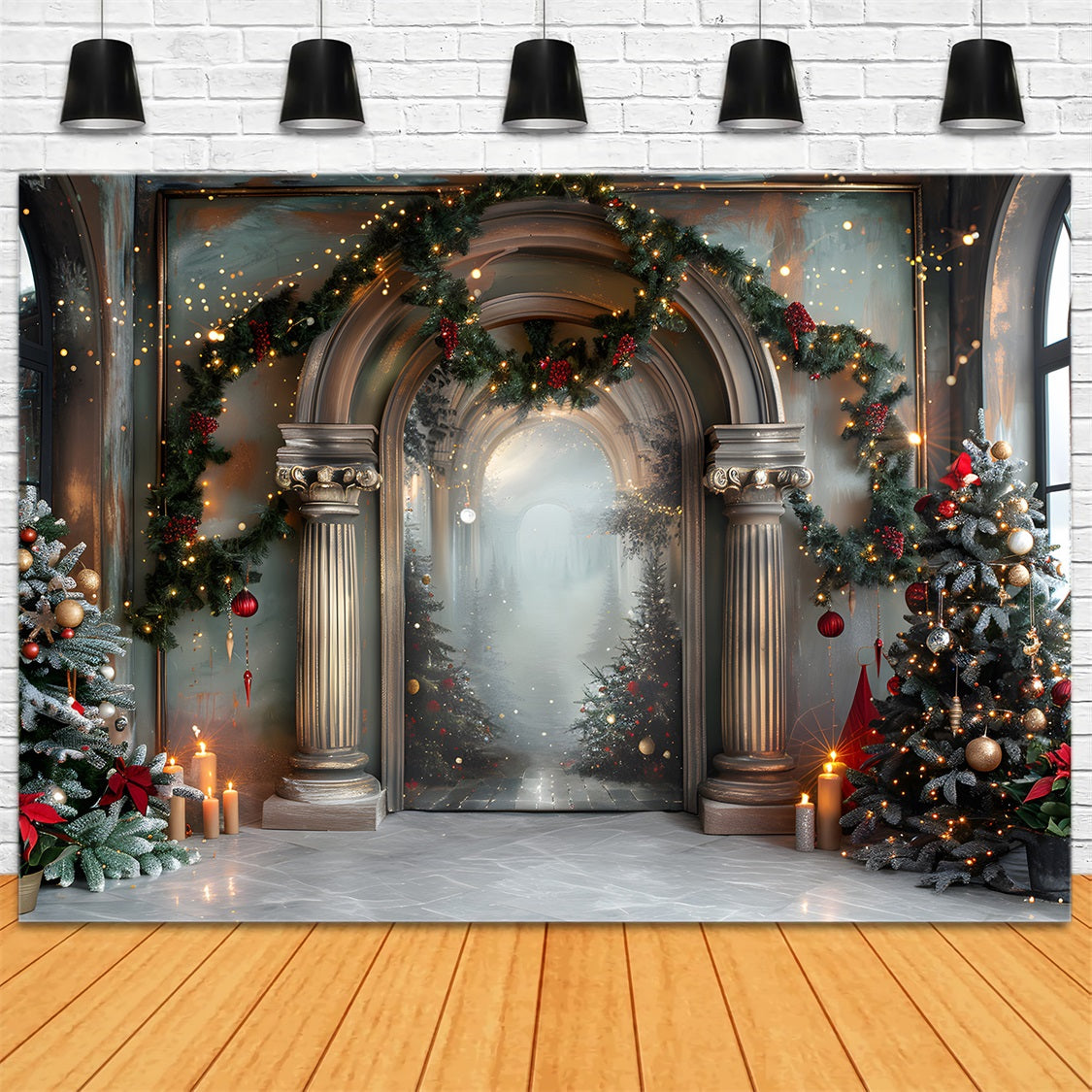 Christmas Elegant Arched Entrance Backdrop RR7-610 – Dbackdrop