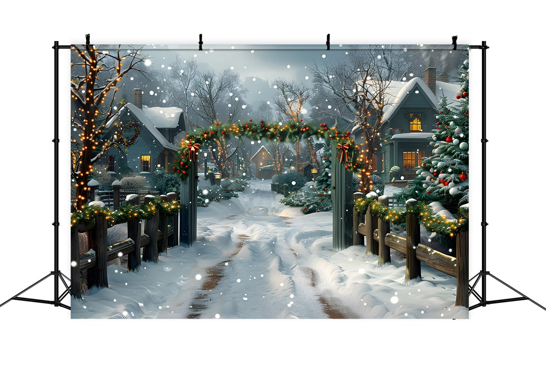 Christmas Village Festive Entrance Backdrop RR7-620 – Dbackdrop