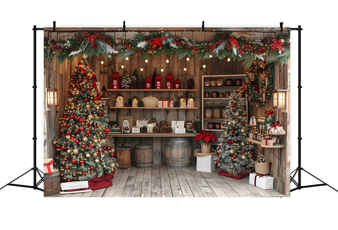 Christmas Rustic Market Stall Backdrop RR7-630 – Dbackdrop