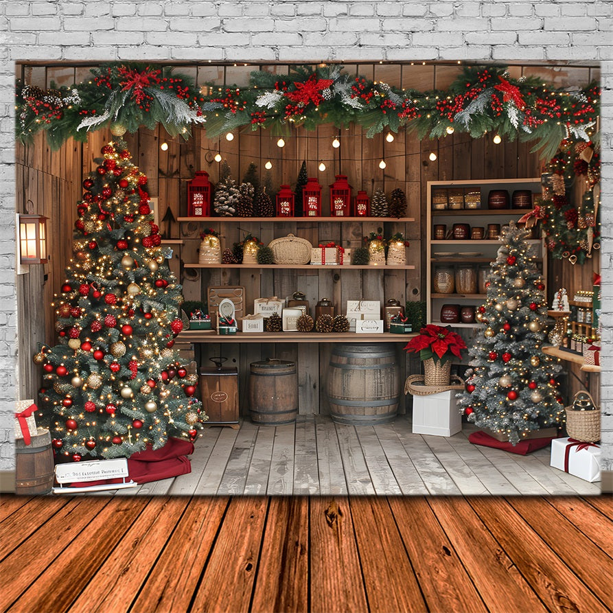 Christmas Rustic Market Stall Backdrop RR7-630 – Dbackdrop