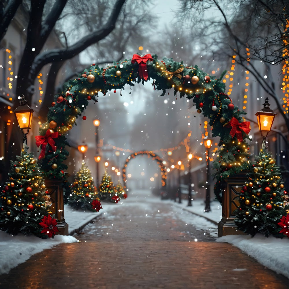 Christmas Festive Archway Lights Path Backdrop RR7-633 – Dbackdrop