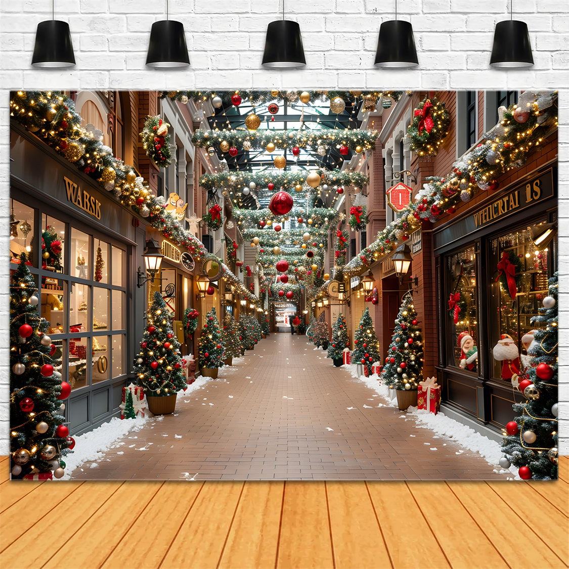 Christmas Festive Shopping Arcade Backdrop RR7-635 – Dbackdrop