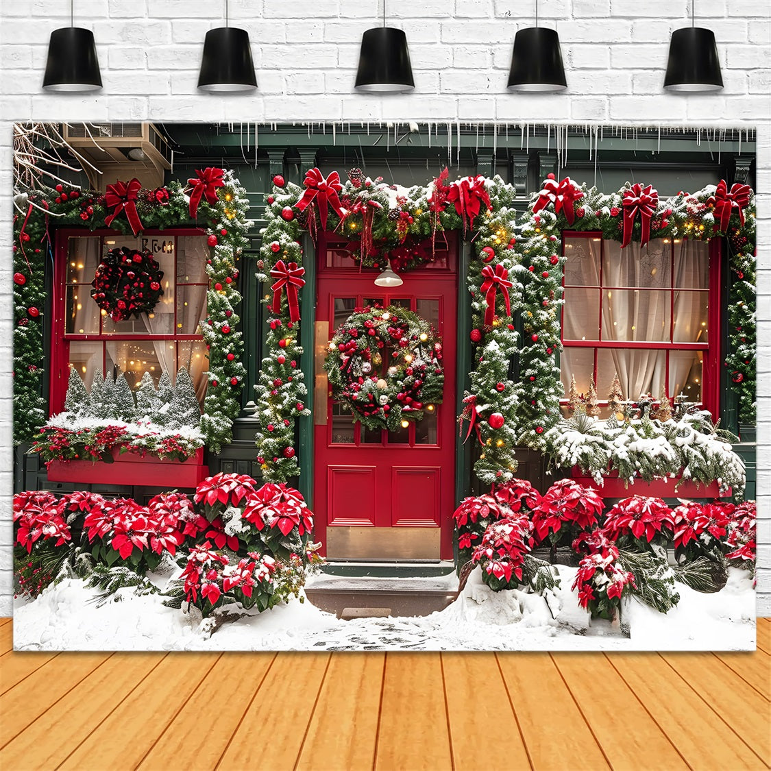 Christmas Festive Storefront Display Backdrop RR7-637 – Dbackdrop