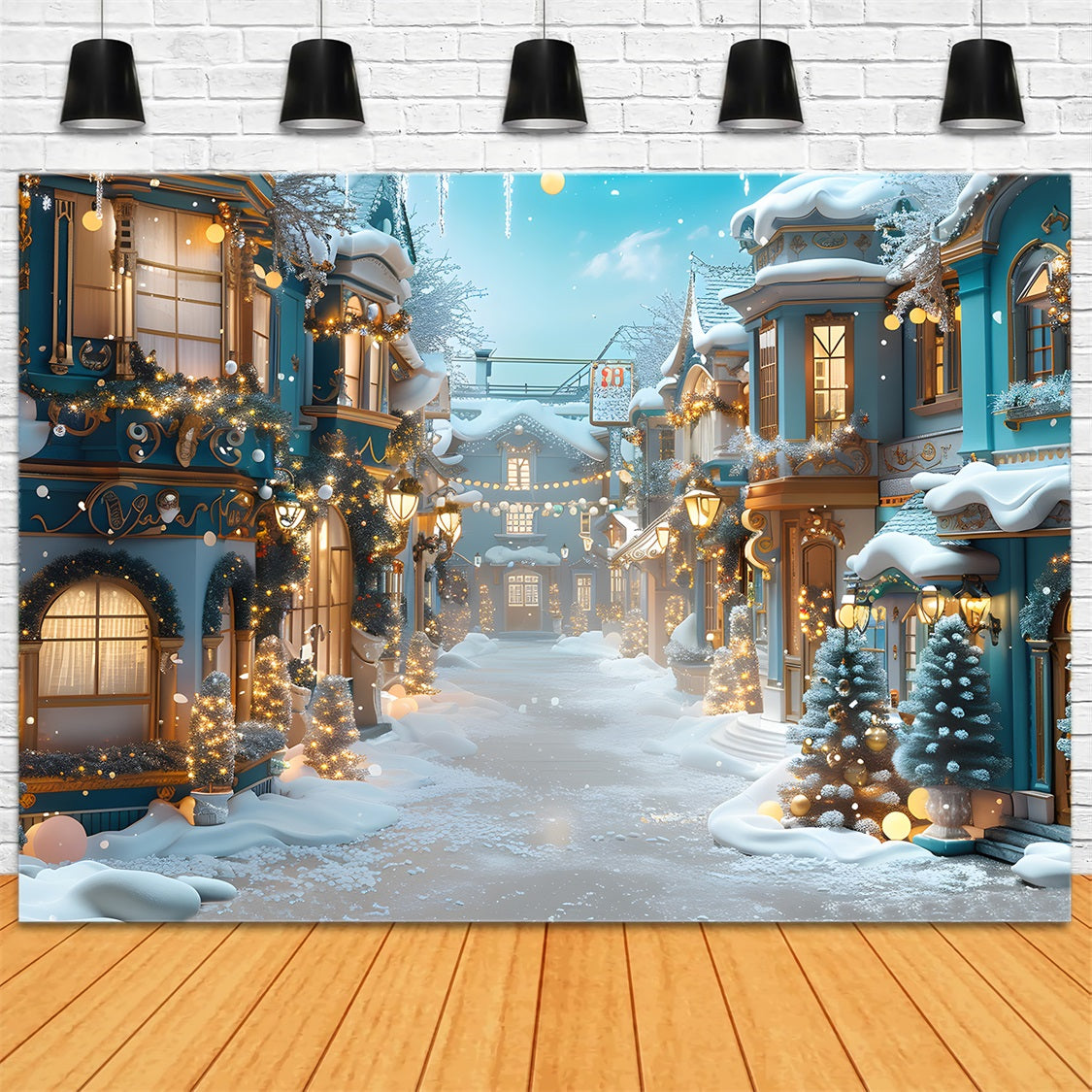 Christmas Enchanted Snowy Village Backdrop RR7-644 – Dbackdrop