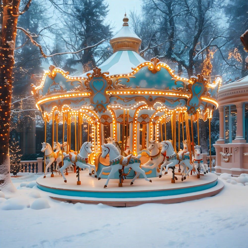 Christmas Carousel Winter Wonderland Backdrop RR7-650 – Dbackdrop