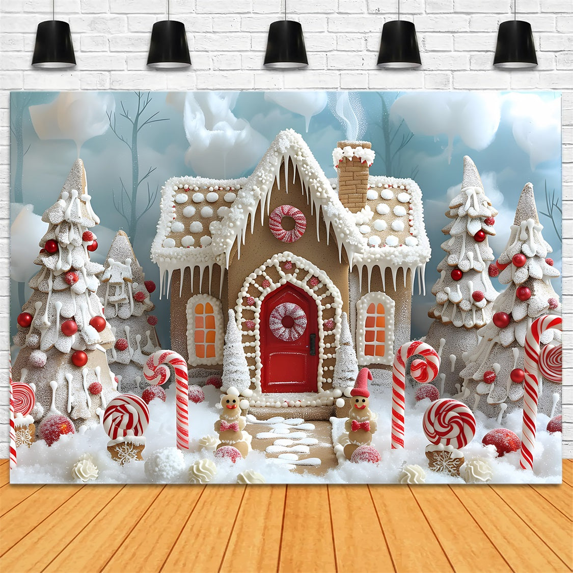 Christmas Candyland Gingerbread House Backdrop RR7-657 – Dbackdrop