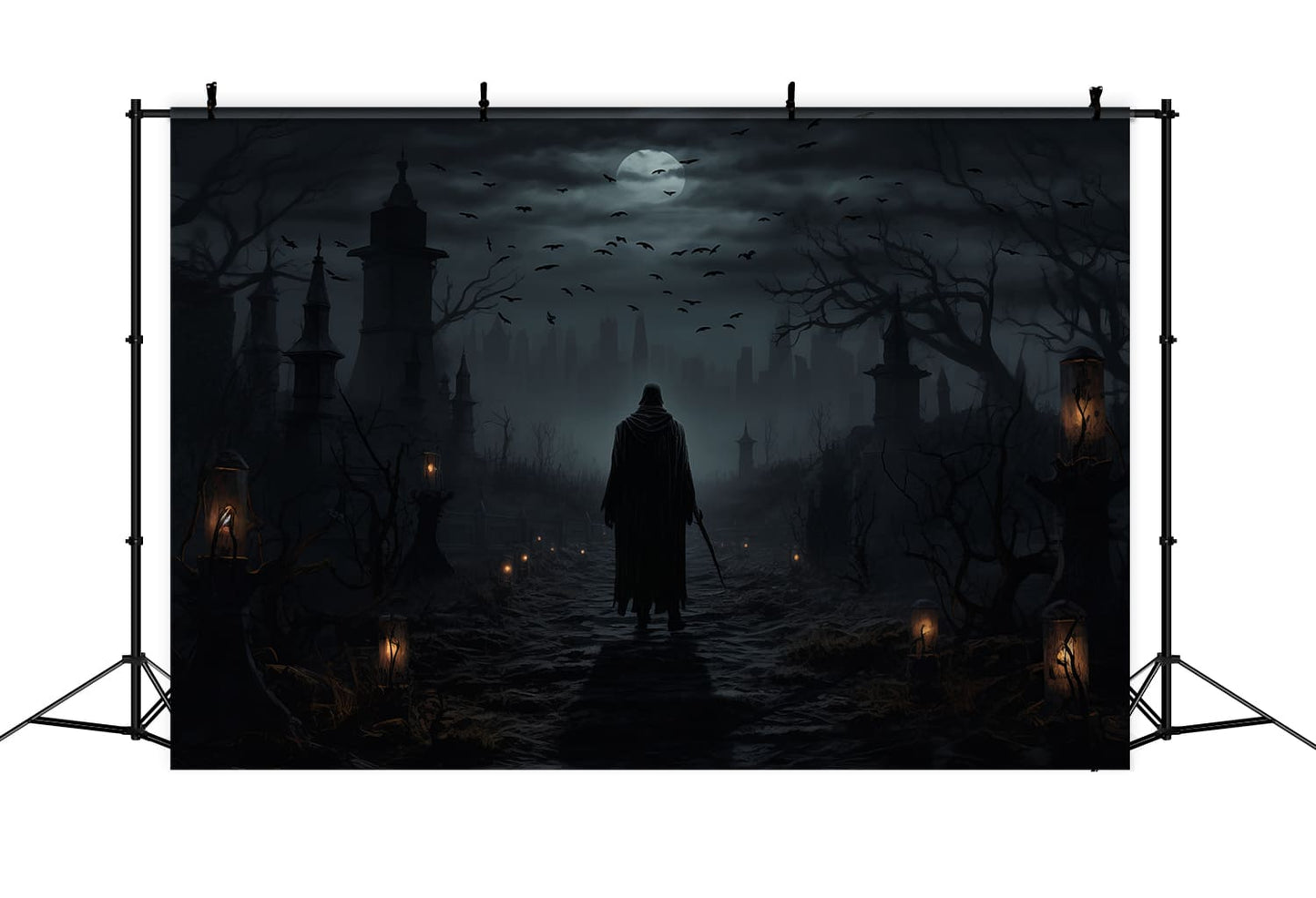 Spooky Halloween Night Wandering Ghost Backdrop RR7-66 – Dbackdrop