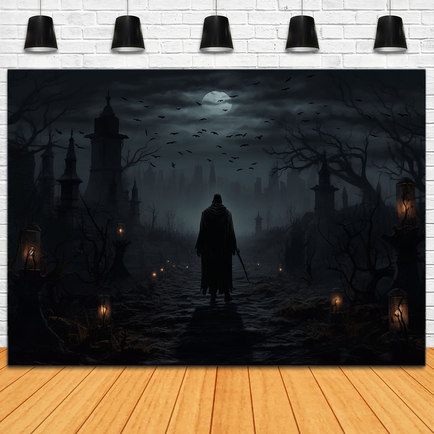 Spooky Halloween Night Wandering Ghost Backdrop RR7-66 – Dbackdrop