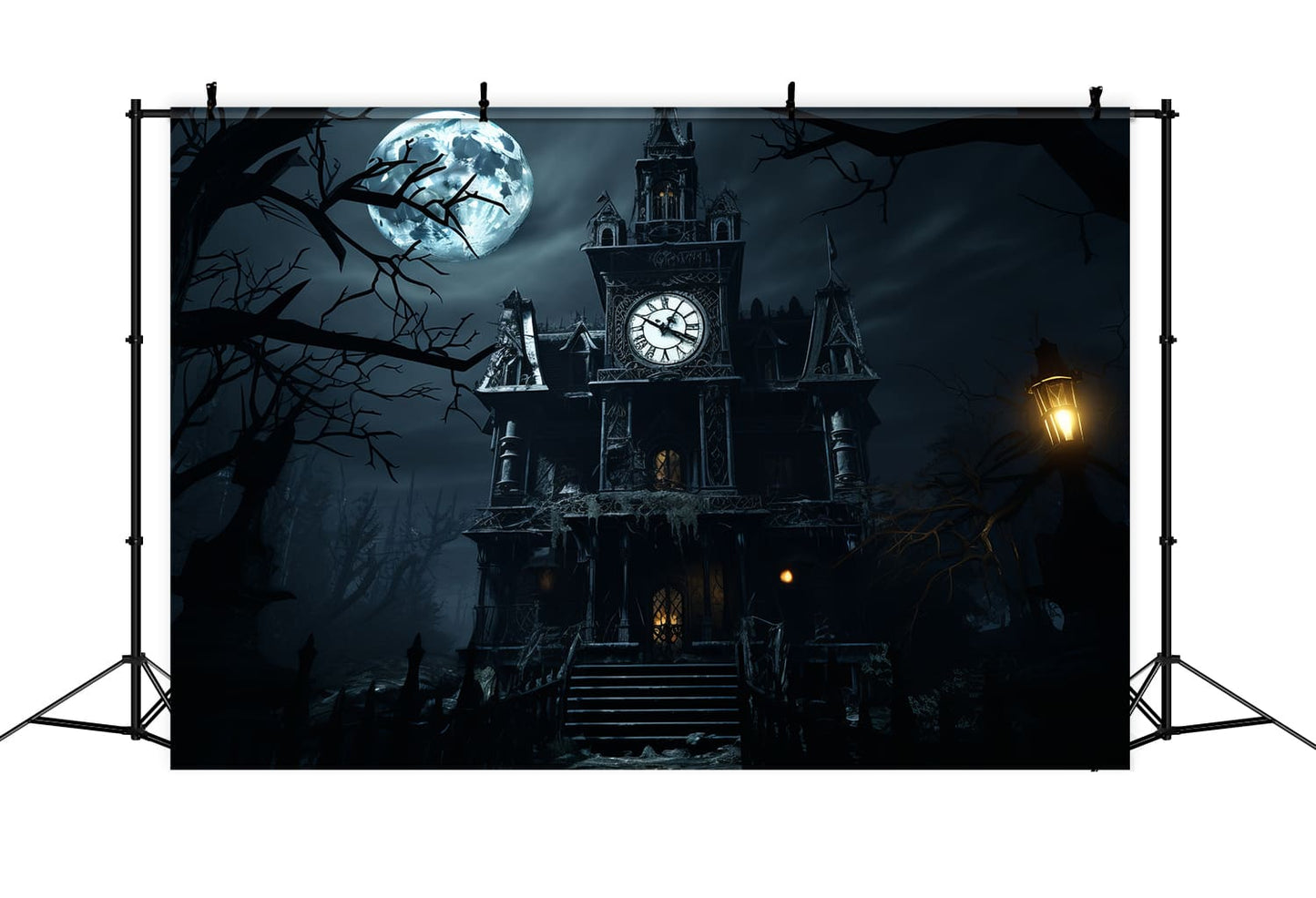 Halloween Midnight Moon Haunted Mansion Backdrop RR7-67 – Dbackdrop