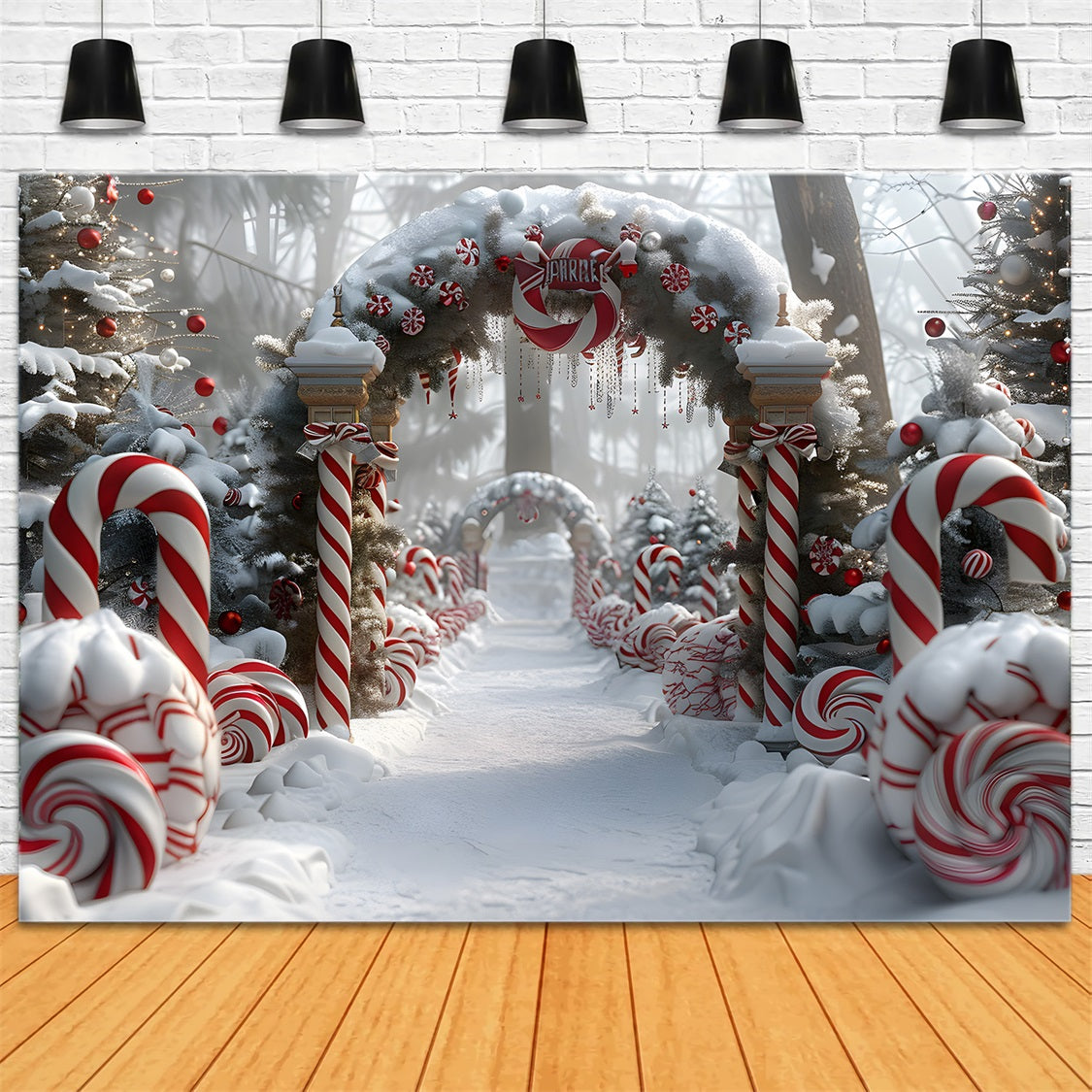 Christmas Peppermint Candy Archway Backdrop RR7-673 – Dbackdrop