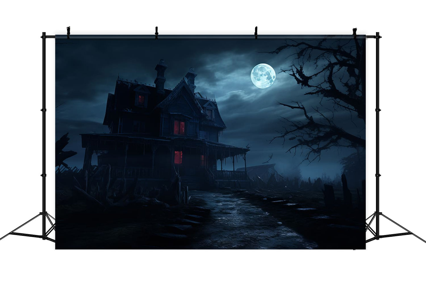 Halloween Night Scary House Photography Backdrop RR7-68 – Dbackdrop