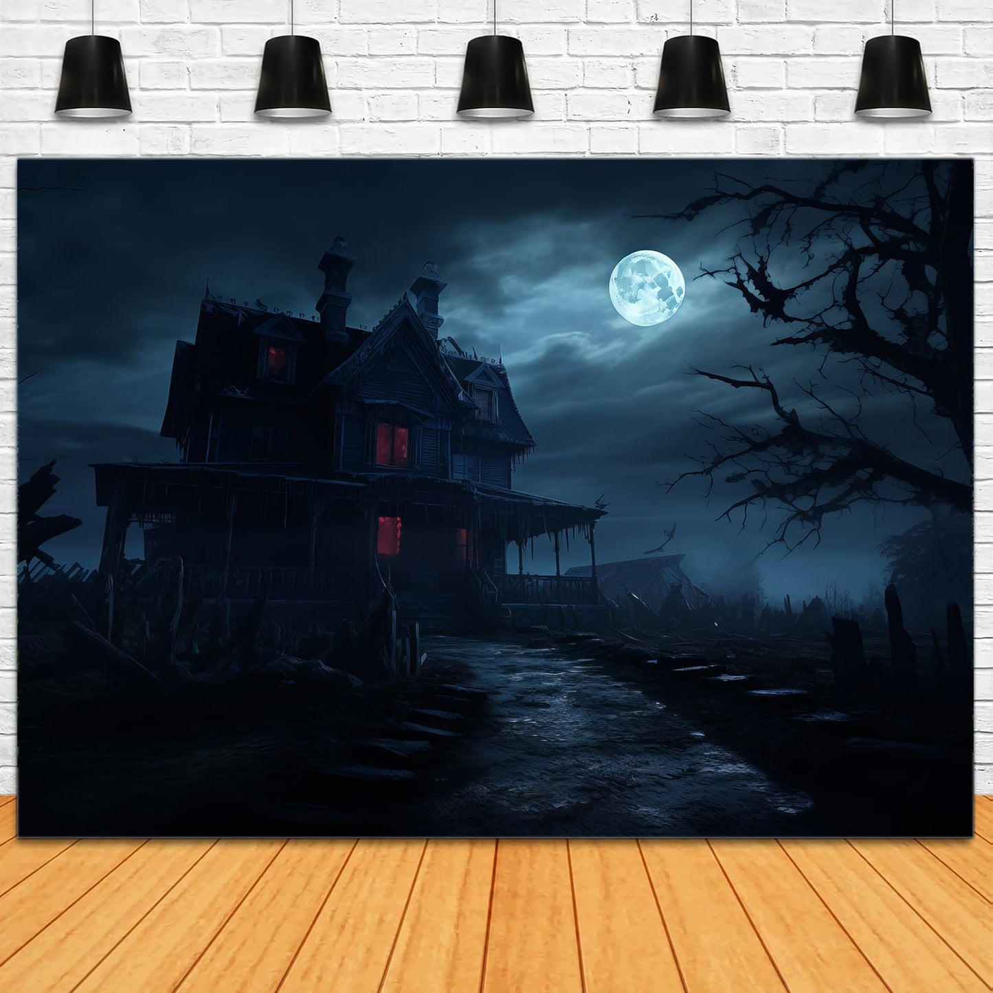 Halloween Night Scary House Photography Backdrop RR7-68 – Dbackdrop