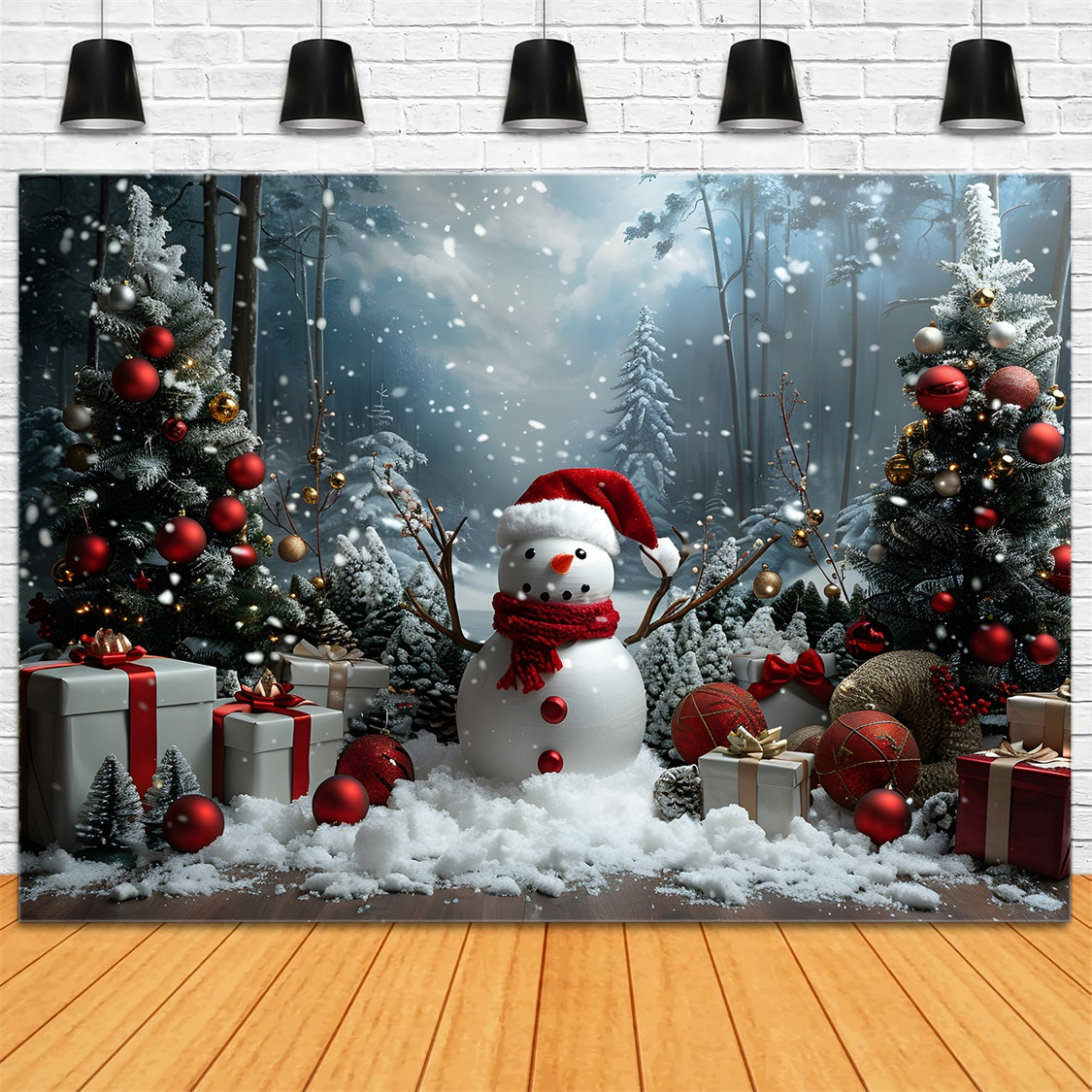 Christmas Snowman Forest Wonderland Backdrop RR7-685 – Dbackdrop