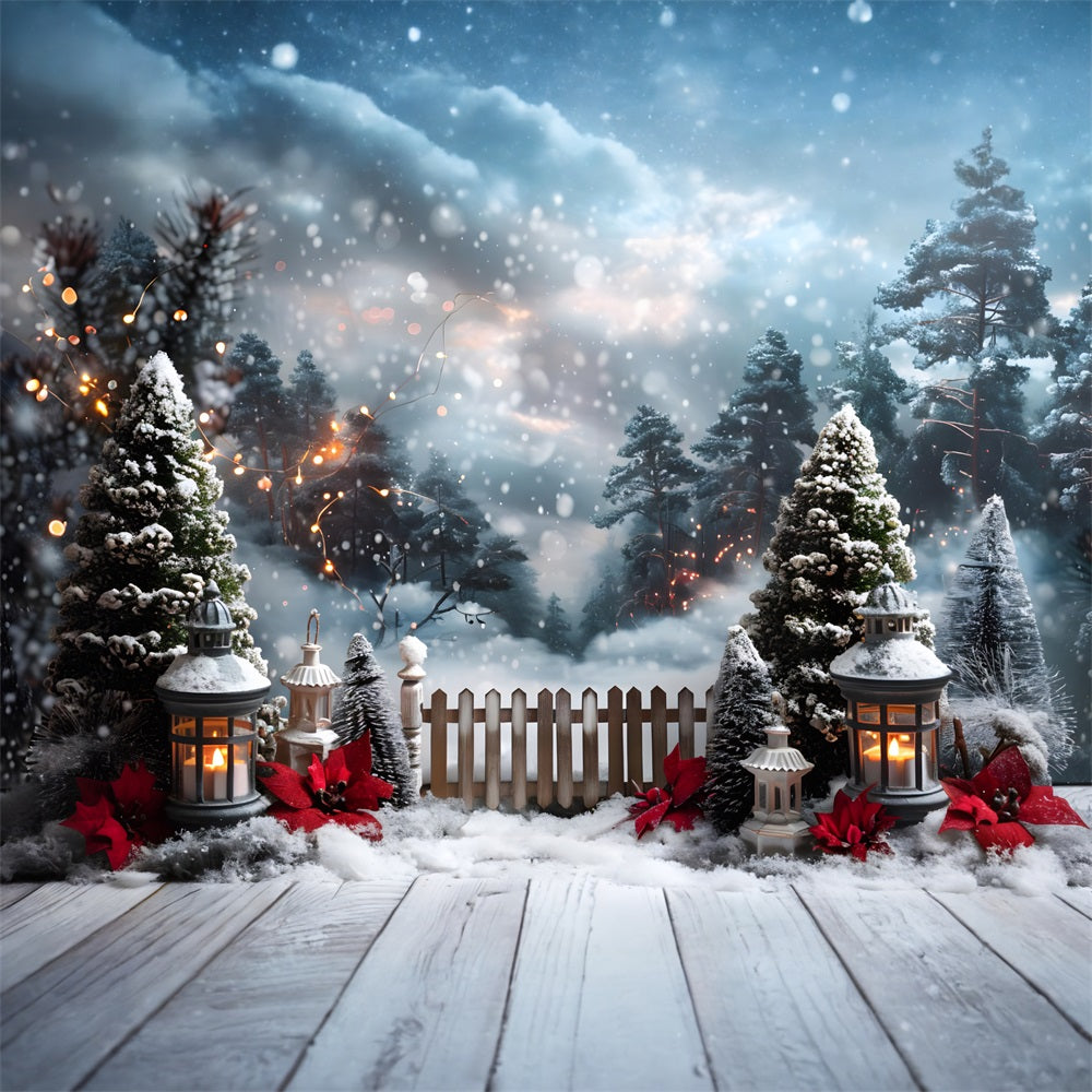 Christmas Lantern Lit Snowy Path Backdrop RR7-707 – Dbackdrop