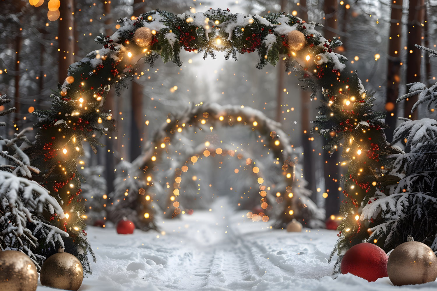 Christmas Snowy Forest Archway Backdrop RR7-708 – Dbackdrop