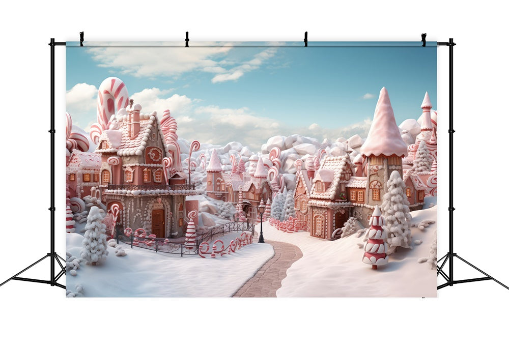 Christmas Snowy Gingerbread House Backdrop RR7-715 – Dbackdrop