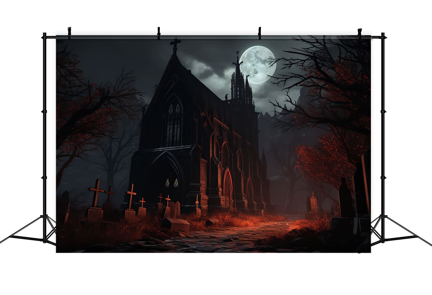 Gothic Castle Full Moon Halloween Backdrop RR7-75 – Dbackdrop